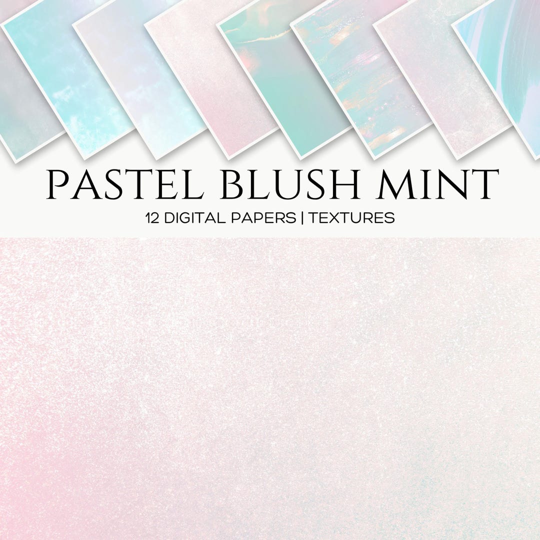 Blush Pink and Mint Digital Paper, Watercolour Background, Pastel ...