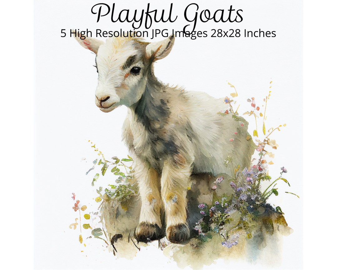 Playful Goats Clipart, Baby Goats, Farm Animals, Goat Kids, Spring ...