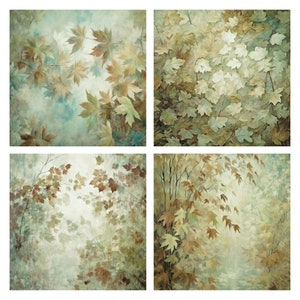 Green Leaf Pattern Digital Paper, Leafy Background Prints for ...