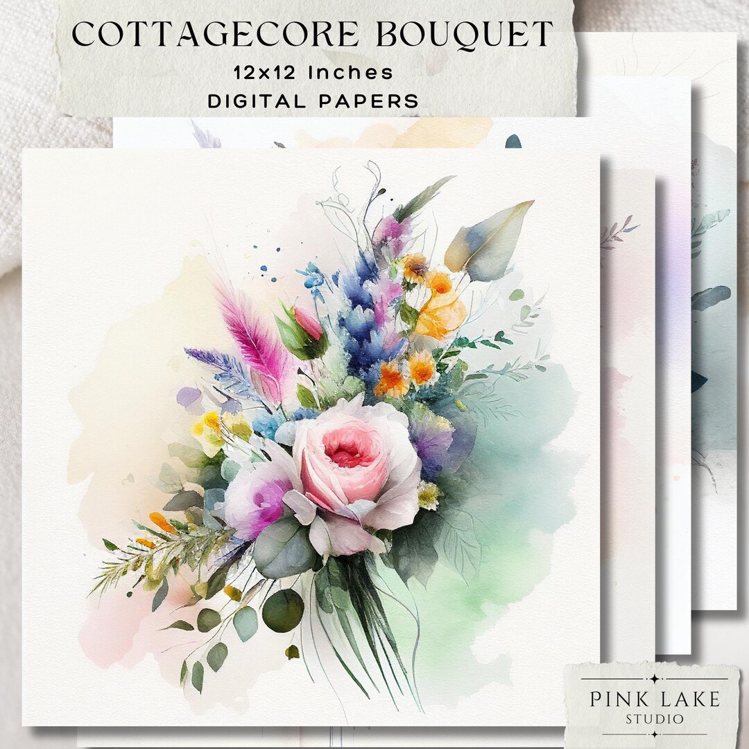 Watercolor Floral Digital Paper, Soft Pastel Flowers, Vintage Botanical ...