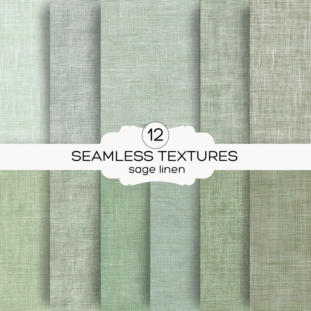 Sage Linen Texture Seamless Digital Paper Pack, Soft Green Fabric Print ...