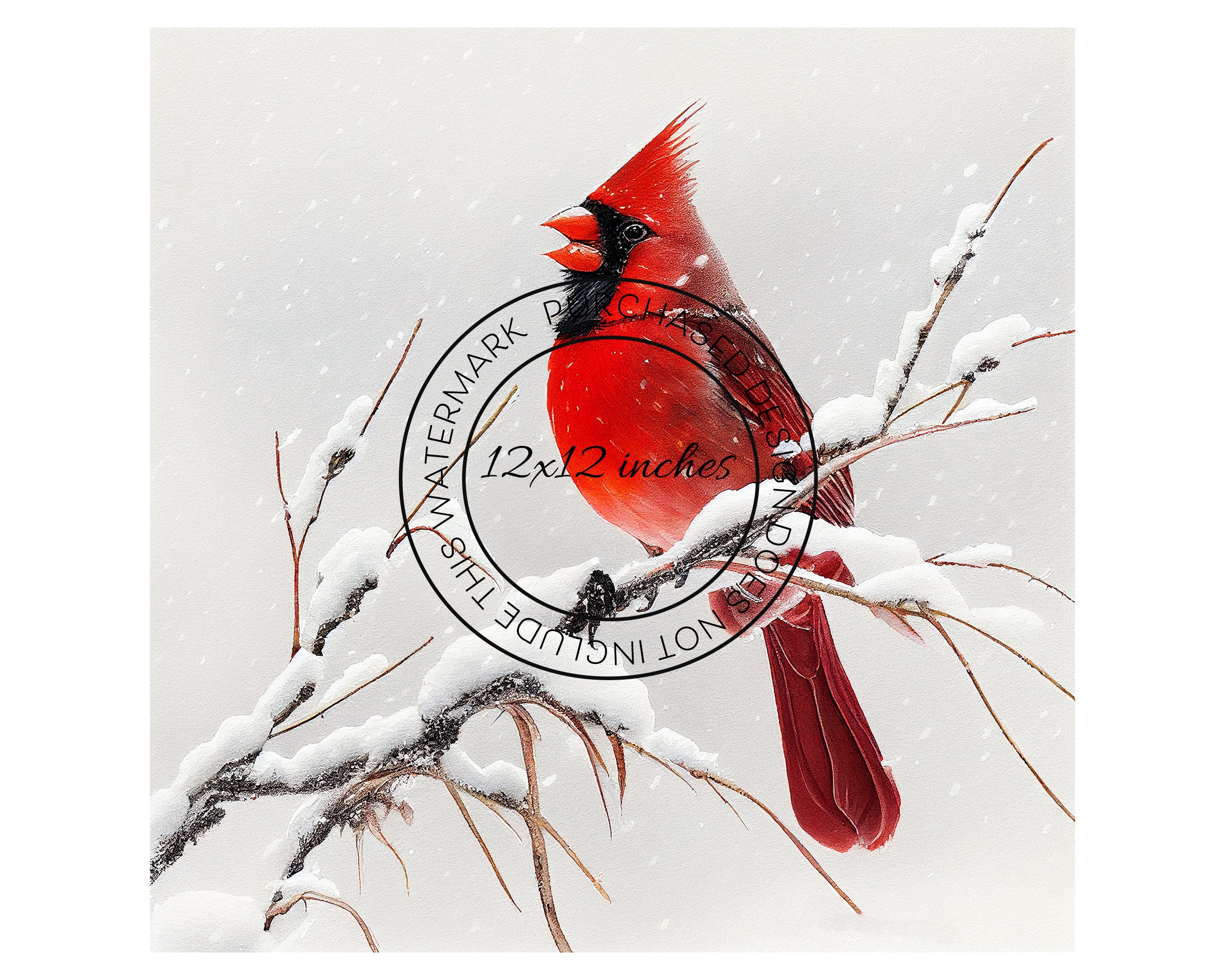 Cardinal Art Print, Winter Wall Decor, Bird Printable Winter Art Set of ...