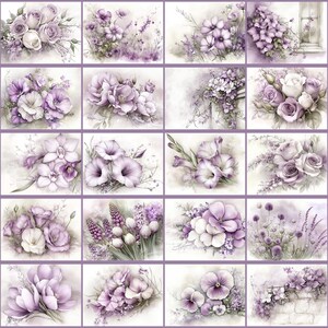 Purple Floral Digital Paper, Violet Flower Backgrounds, Lilac Junk ...