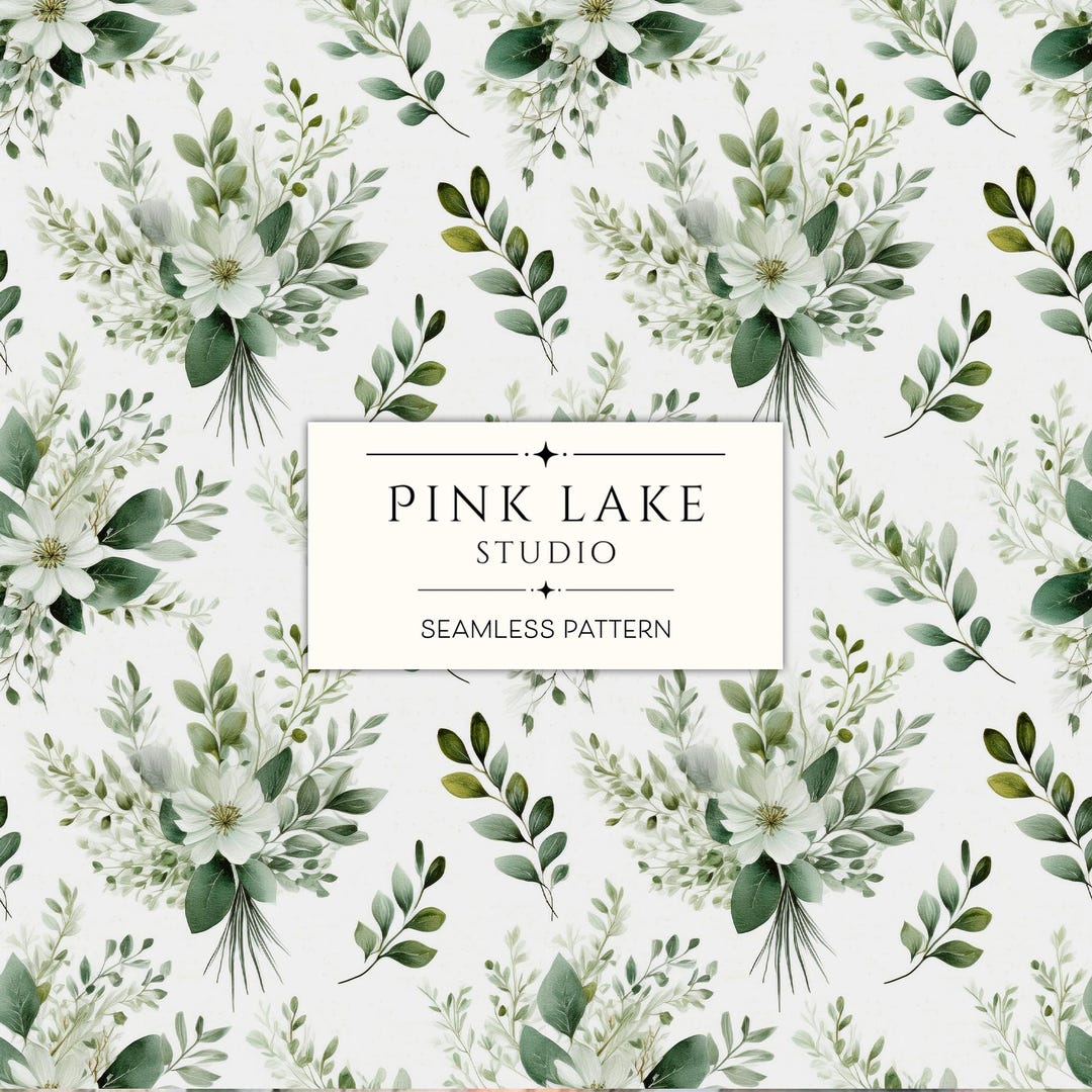Greenery Seamless Pattern, Watercolor Floral Digital Paper, Botanical ...