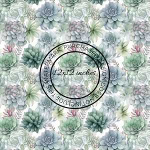 Watercolour Succulents, Cacti Digital Paper, Printable Seamless ...