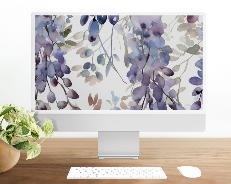 Wisteria Print Seamless Pattern, Watercolour Flowers, Repeat Pattern ...