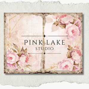 Pink Roses Junk Journal Pages, Shabby Chic Digital Paper Kit, Romantic ...