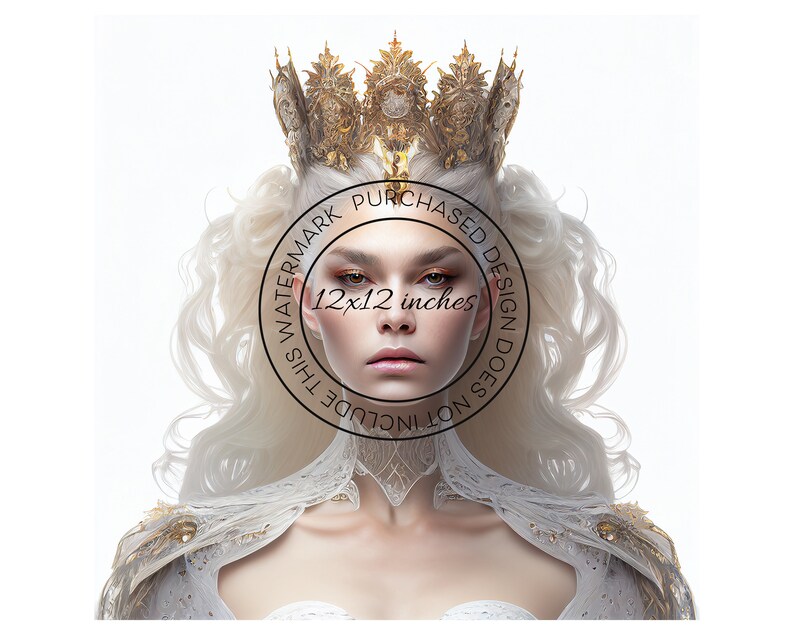 Ivory Queen Wall Art, Printable Queen, Gold Crown, Fantasy Art, Mystical Fairytale Clipart ...