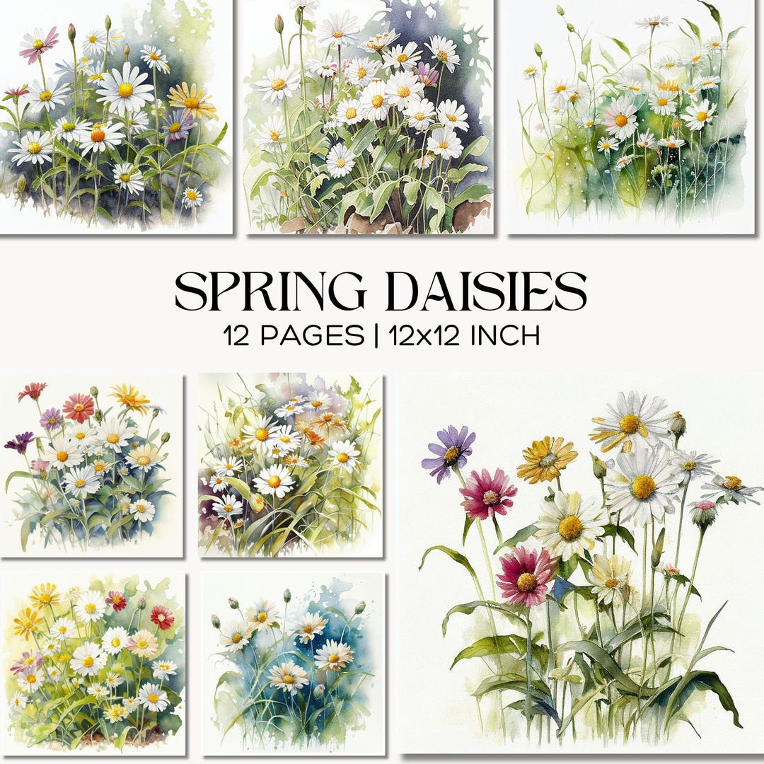 Spring Daisy Digital Paper Pack, Floral Scrapbook, Cottagecore ...