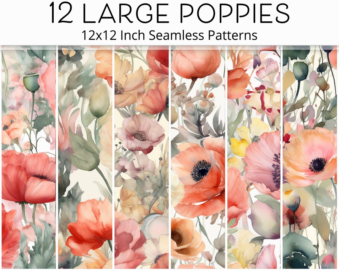 Large Poppies Seamless Pattern, DIY Gift Wrapping Paper Floral Surface ...