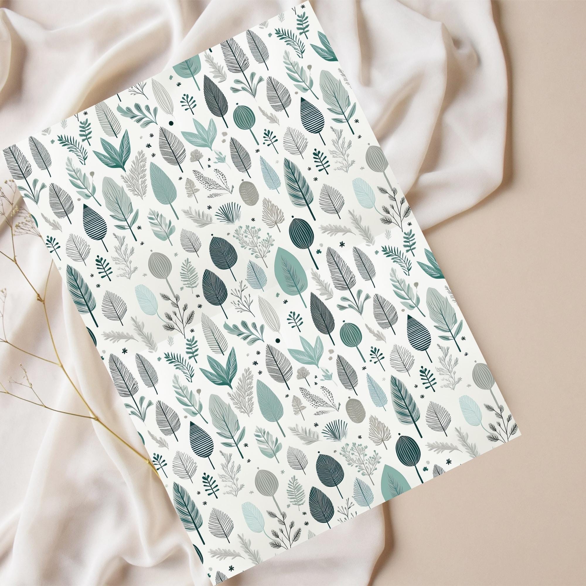 Scandi Teal Digital Paper Pack, Nordic Fox and Forest Scrapbook Paper ...