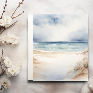 Beach Watercolor Digital Papers – Serene Seashore, 12x12 Ocean ...