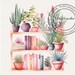 Bookcase Clipart Bundle, Indoor Plants, Book Shelf, Home Library ...