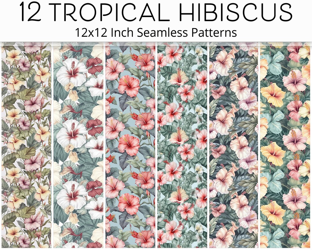Tropical Hibiscus Seamless Pattern Repeat Pattern Flower - Etsy