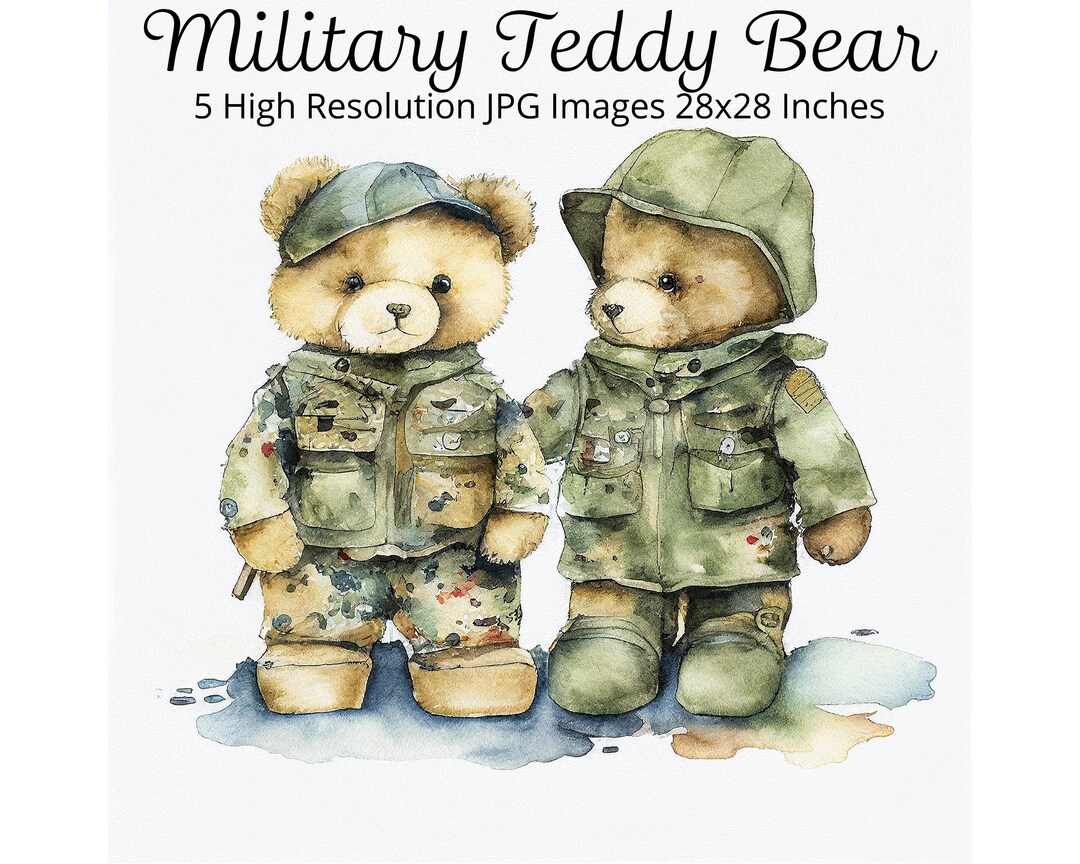 Military Teddy Bears Clipart, Teddies in Camoflauge Clothing Wall Art ...