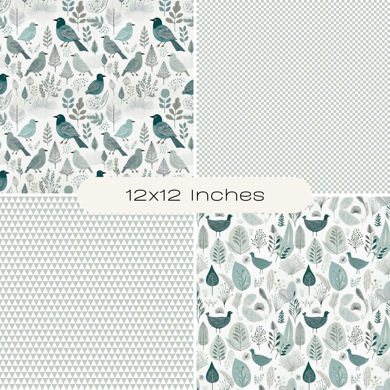 Scandi Teal Digital Paper Pack, Nordic Fox and Forest Scrapbook Paper ...
