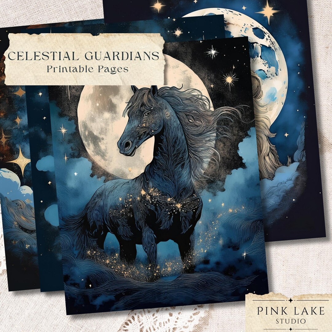 Celestial Guardians Digital Paper, Mystical Zodiac Animals (digital ...