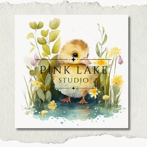 Spring Ducklings Digital Papers, 12x12" Watercolor Baby Duck Clipart ...