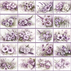Purple Floral Digital Paper, Violet Flower Backgrounds, Lilac Junk ...