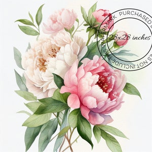 Pink Peony Clipart Bundle, Watercolour Peonies, Floral Clipart, Peony ...
