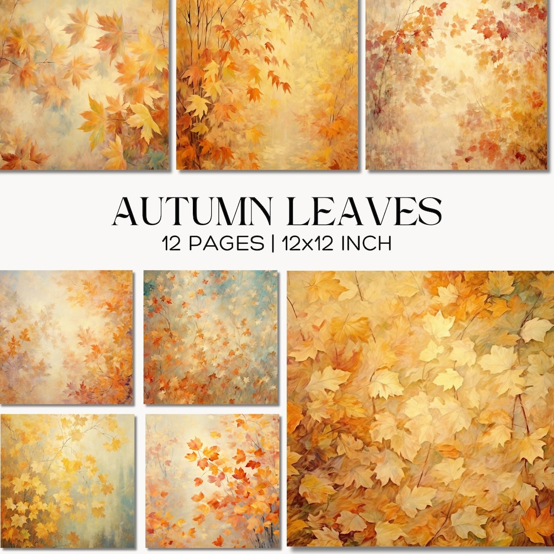 Autumn Leaves Digital Paper, Fall Backgrounds, Maple Leaves, Warm Amber ...
