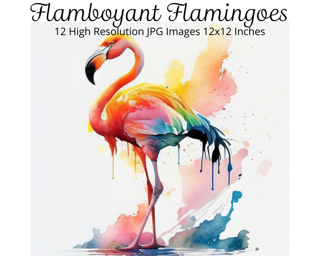 Flamingo Art, Colourful Bird Painting, Watercolour Wading Bird ...