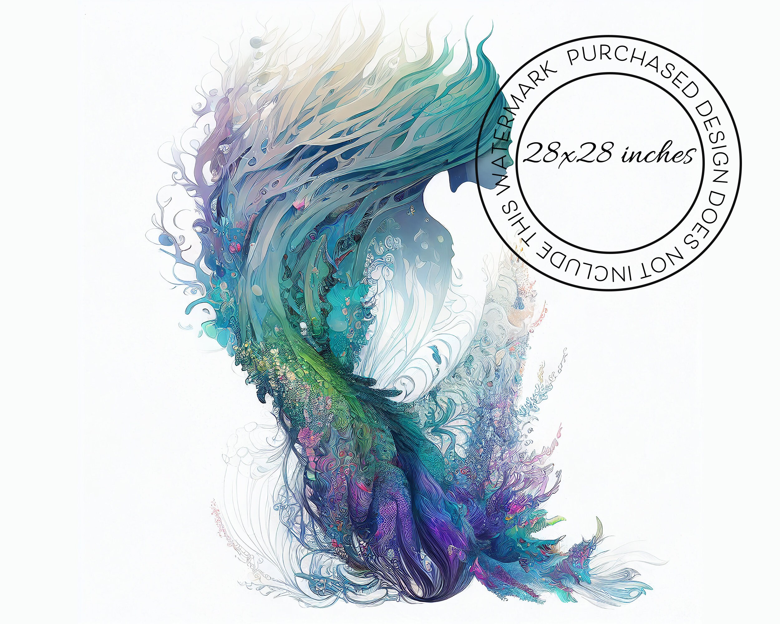 Watercolour Mermaids Wall Art Abstract Painting (Instant Download) - Etsy
