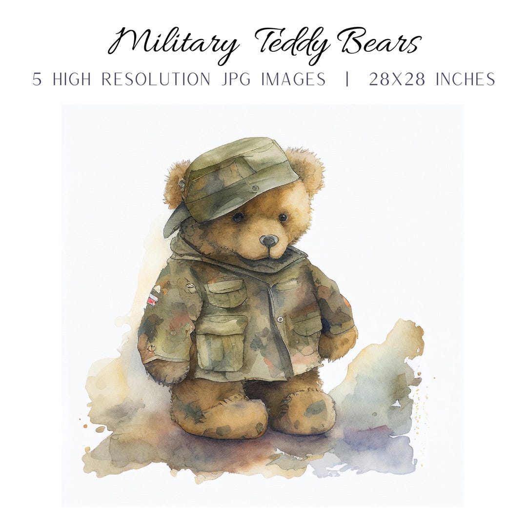 Military Teddy Bears Clipart, Teddies in Camouflage Clothing Wall Art ...