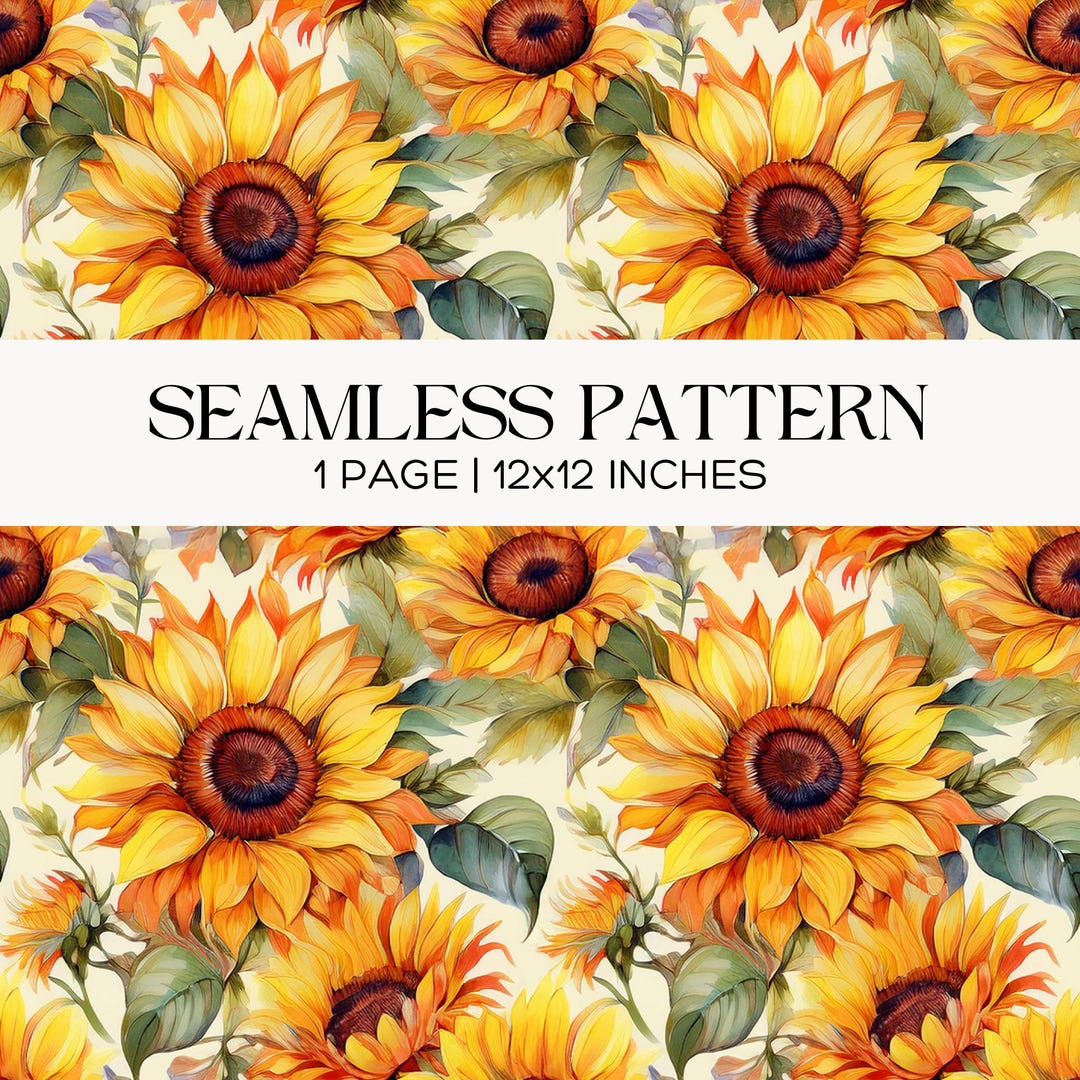 Rustic Sunflower Seamless Pattern, Autumn Floral Digital Paper ...