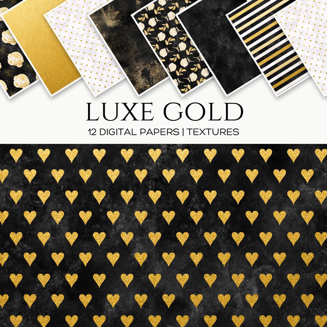Gold Foil Digital Paper Pack – Luxe Metallic Textures (digital Download ...