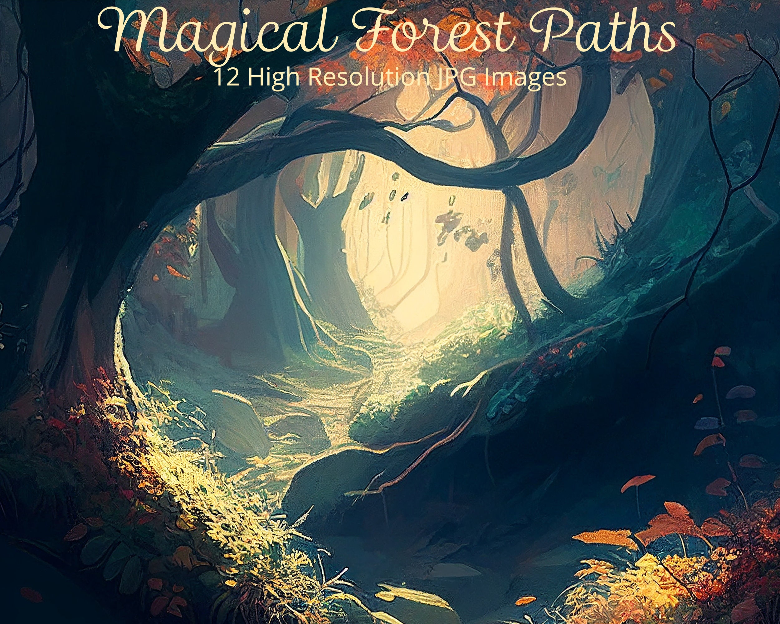 Magical Forest Path, Forest Clipart, Printable Wall Art, Enchanting ...