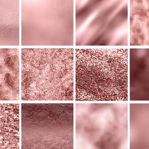 Rose Gold Textures Digital Paper, Foil Backgrounds, Rose Gold Foil ...