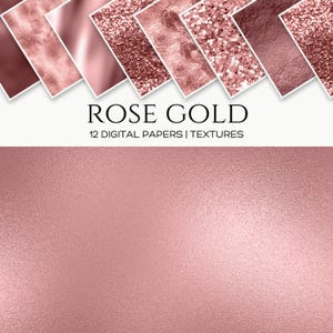 Rose Gold Textures Digital Paper, Foil Backgrounds, Rose Gold Foil ...