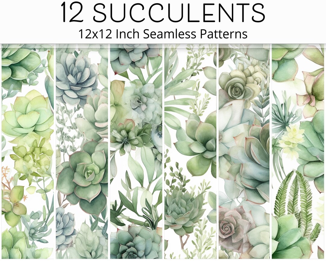 Seamless Succulent Patterns Digital Paper Bundle - Etsy