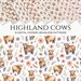Watercolor Highland Cow Seamless Pattern – Floral Farmhouse Digital ...