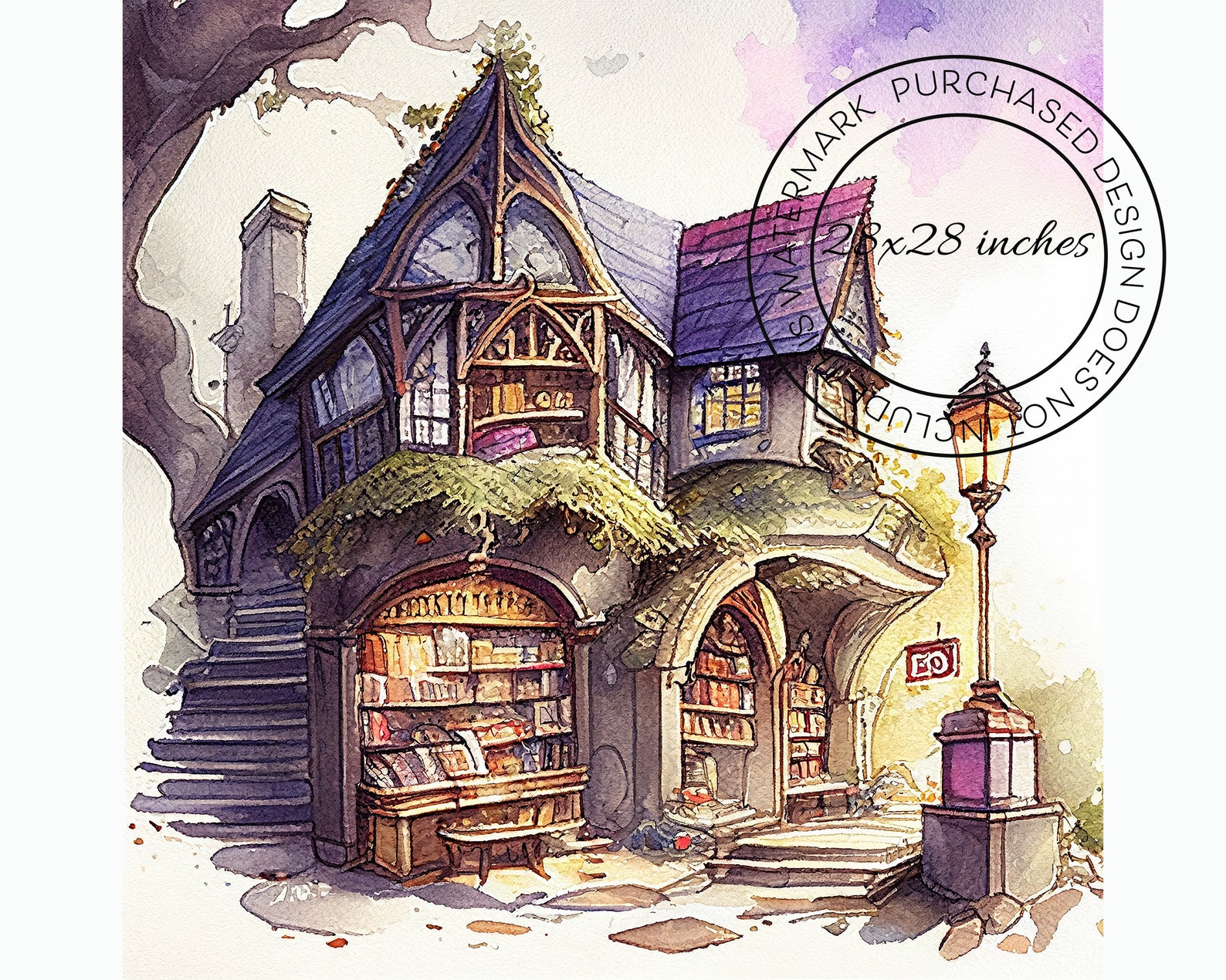 Old Book Shop Wall Art, Bookworm Life Clipart, Watercolour Books ...