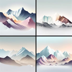 Minimalist Abstract Mountains Wall Art, Mountain Art Prints, Mountain ...