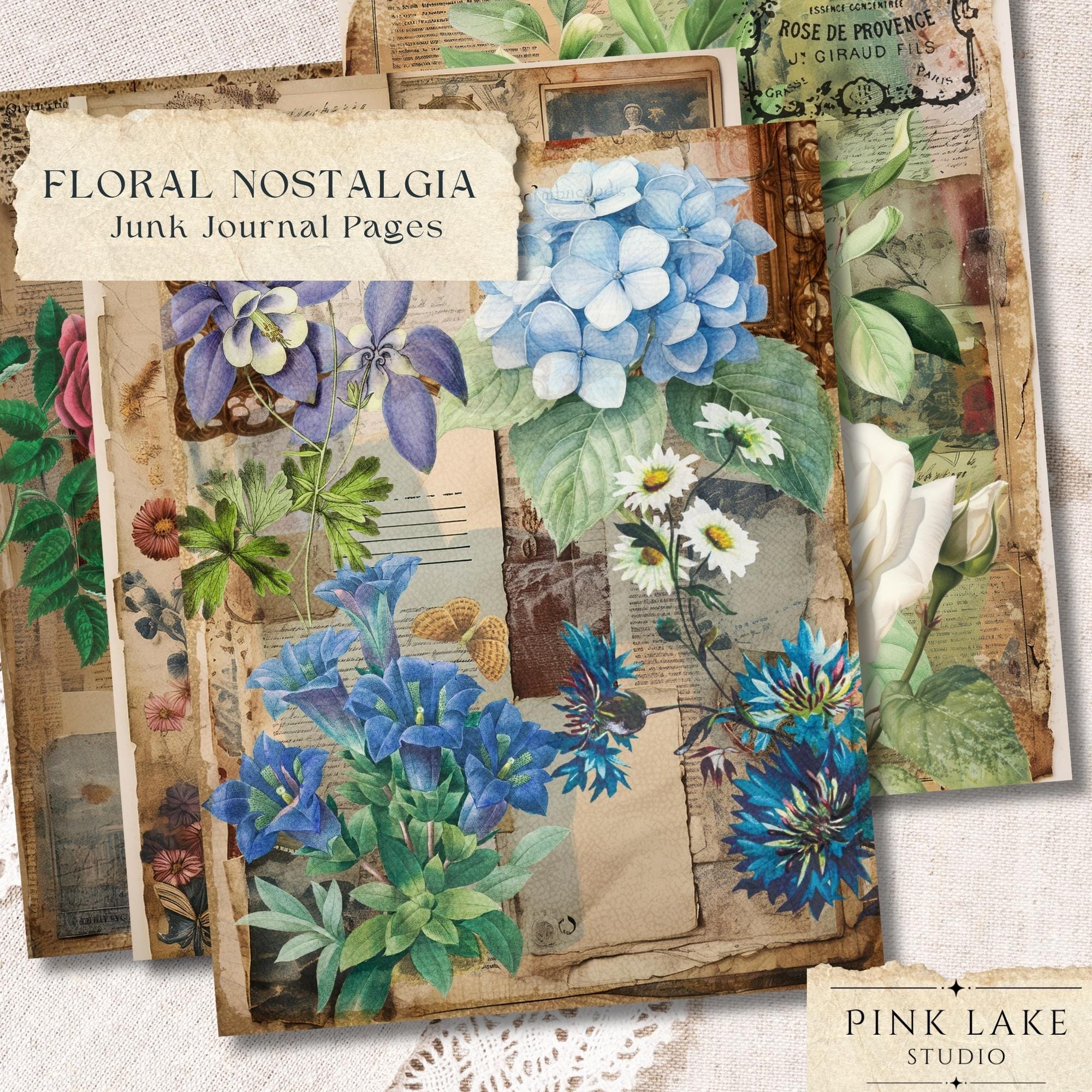 Vintage Floral Junk Journal Pages, Botanical Ephemera (digital Download ...