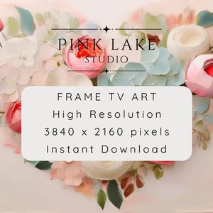 Romantic Floral Heart TV Frame Art Pastel Valentines Day Digital Decor ...