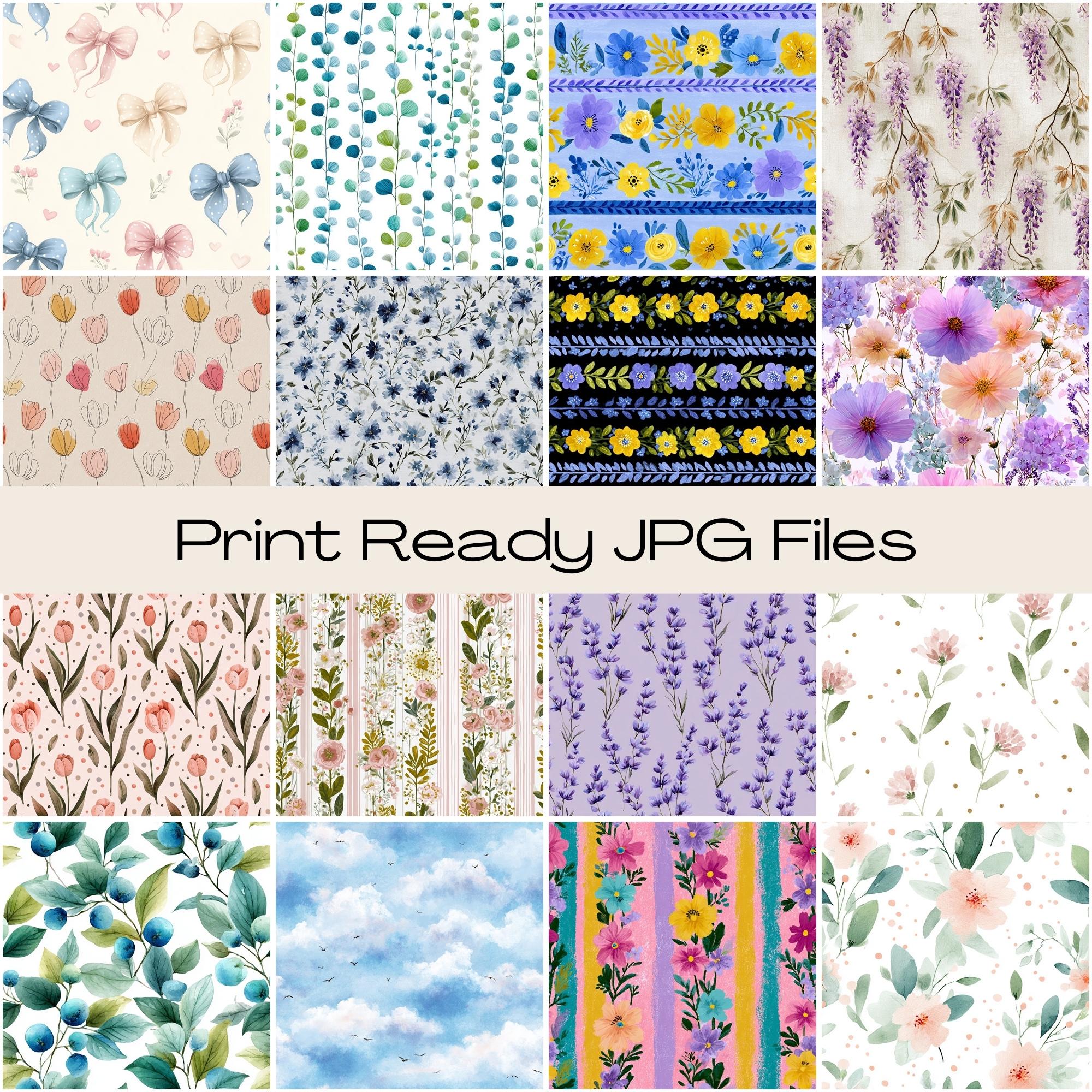 128 Seamless Pattern Digital Paper Bundle, Floral, Coastal, Animals ...