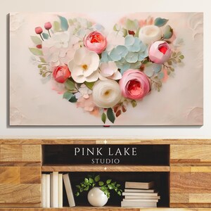 Romantic Floral Heart TV Frame Art Pastel Valentines Day Digital Decor ...