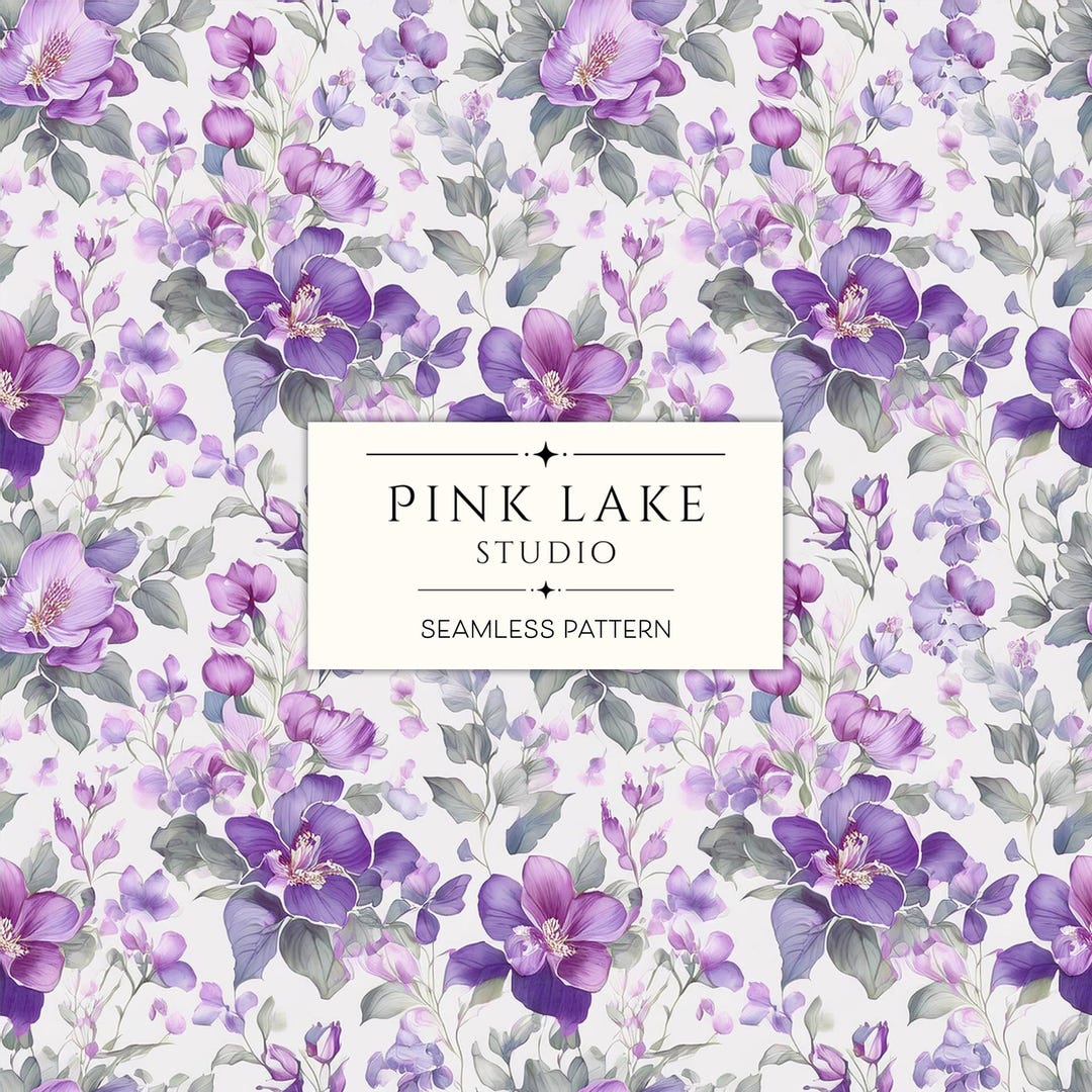 Violet Bloom Seamless Repeat Pattern, Purple Violet Print Scrapbook ...