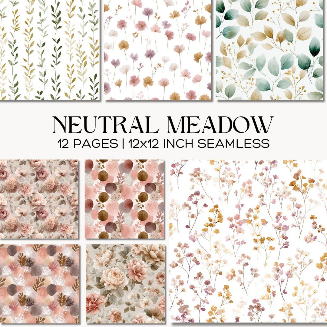 Floral Seamless Patterns, Beige Sage Botanical Design, Babys Breath ...
