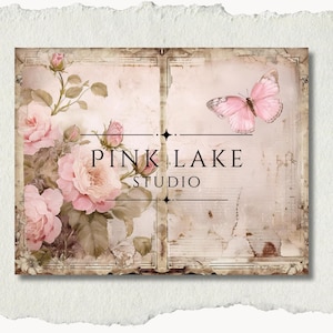 Pink Roses Junk Journal Pages, Shabby Chic Digital Paper Kit, Romantic ...