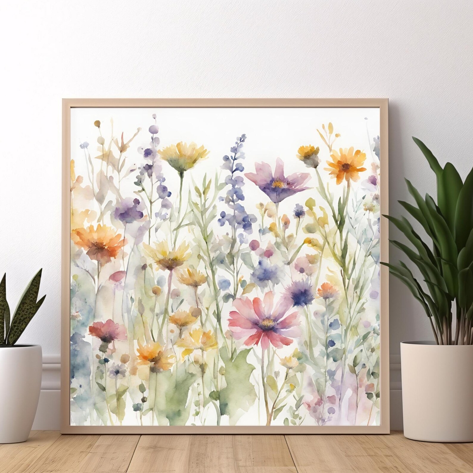 Wildflower Meadow Watercolour Prints, Botanical Digital Art Set ...