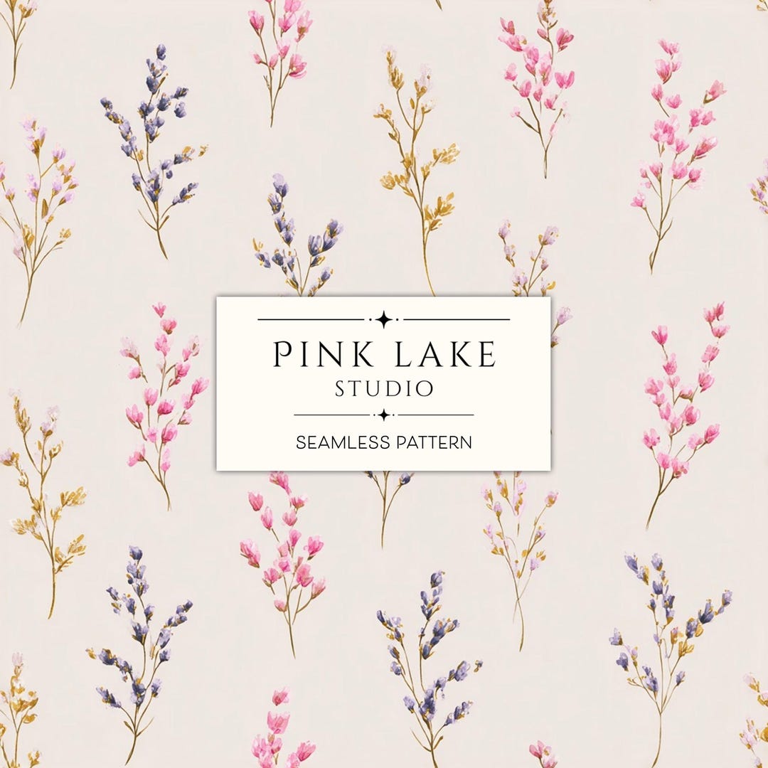 Wildflower Sprig Seamless Pattern, Pastel Floral Paper (digital ...