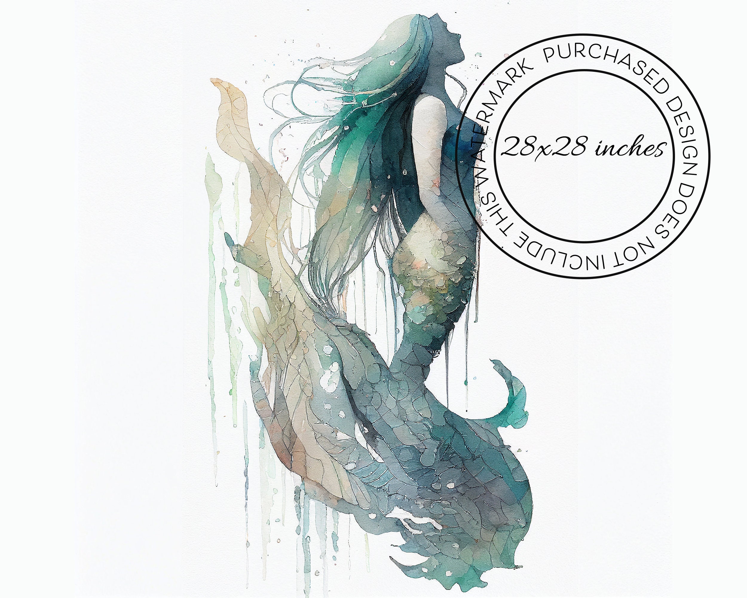 Watercolour Mermaids Wall Art Abstract Painting (Instant Download) - Etsy