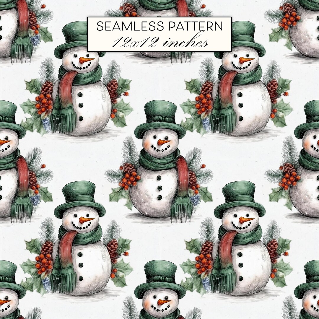 Christmas Snowman Seamless Pattern, Repeat Pattern, Paper Craft ...