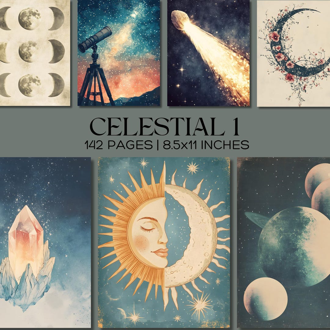 Celestial Digital Paper Set, Vintage Astronomy Paper, Galaxy Starry Sky ...
