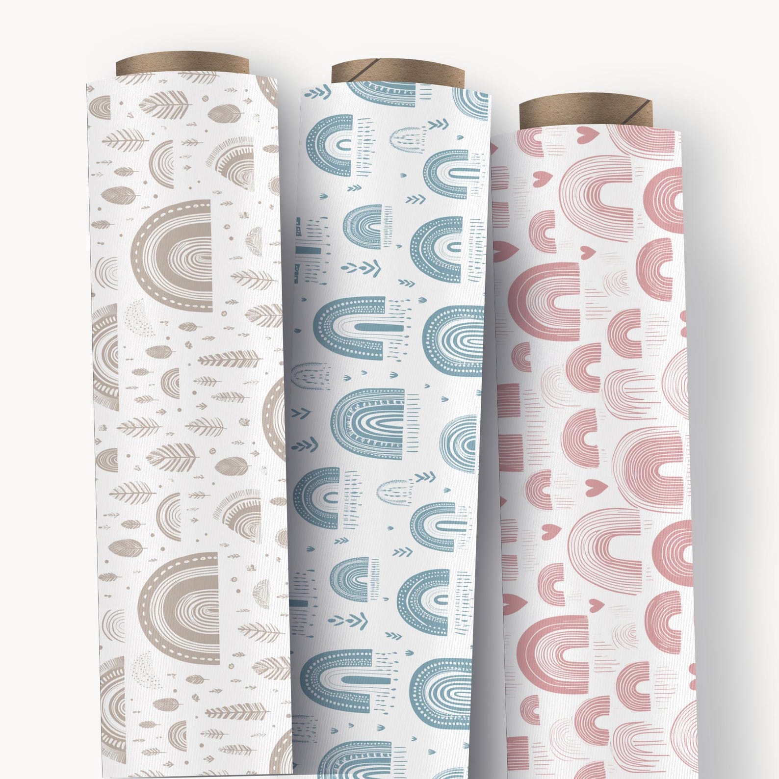 Boho Rainbow Seamless Paper Set, Scandinavian Patterns (digital ...